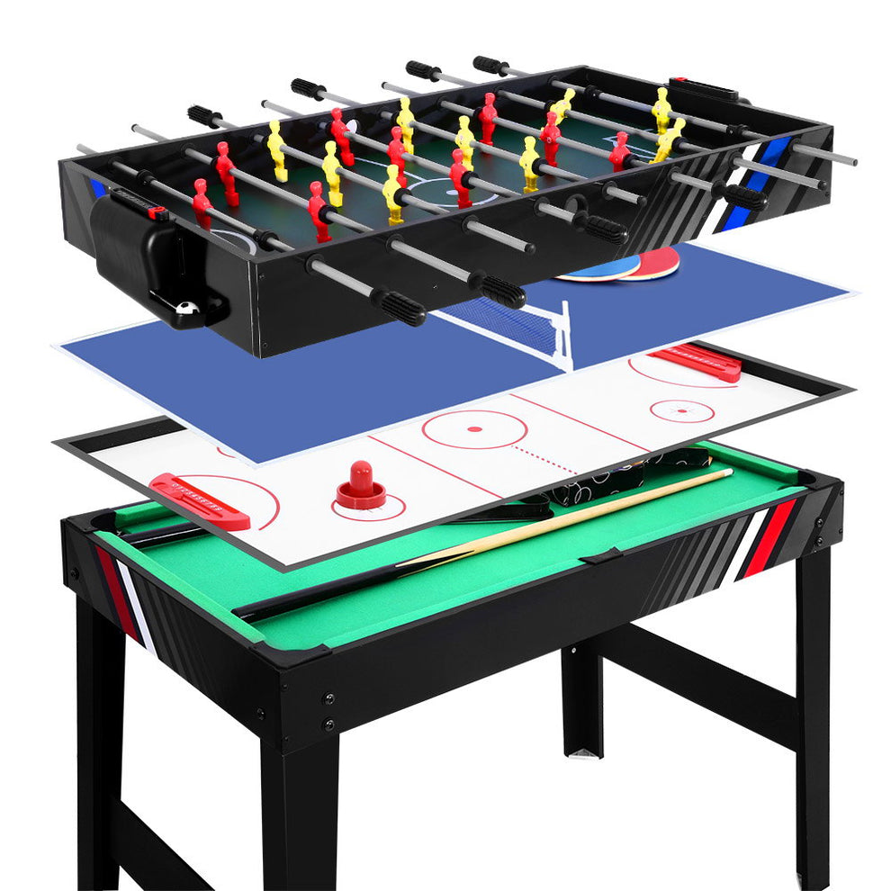 4-in-1 Games Table Soccer Foosball Pool Table Tennis Air Hockey Home P ...