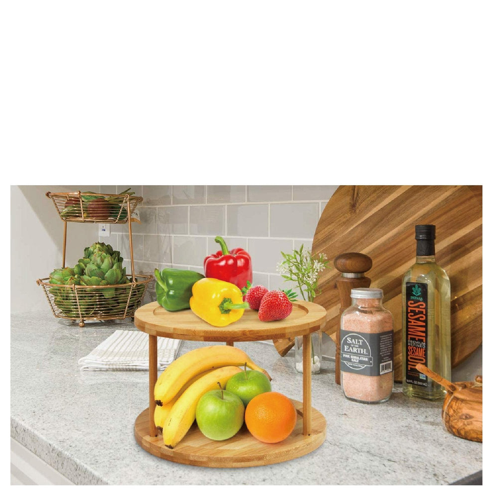 Bamboo Lazy Susan Turntable 2 Tiers – The Willow Stone Collective